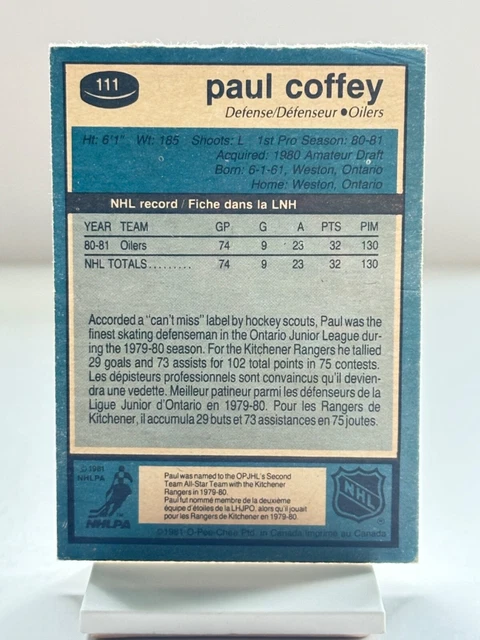 PAUL COFFEY 1981-82 (C1) O-Pee-Chee Rookie Hockey #111 RC OPC Edmonton Oilers $9.99 - PicClick CA