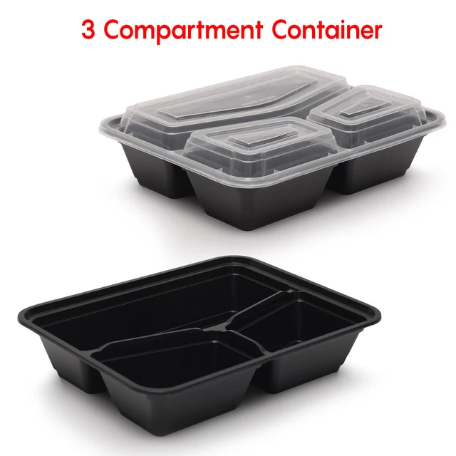 MEAL PREP FOOD Containers Plastic Microwave Freezer Reusable 3 ...