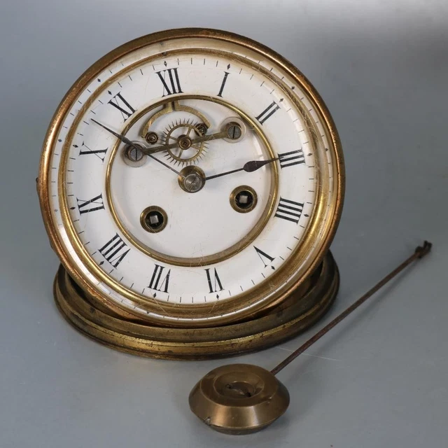 ANTIQUE FRENCH CLOCK MOVEMENT visible escapement PENDULUM & BACK made ...