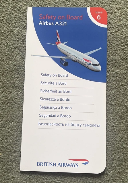 BRITISH AIRWAYS AIRBUS A321 Safety Card Issue 6 £0.99 - PicClick UK