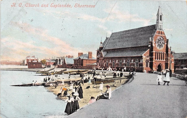 SHEERNESS KENT UK Catholic Church & Esplanade Valentine Series Postcard ...