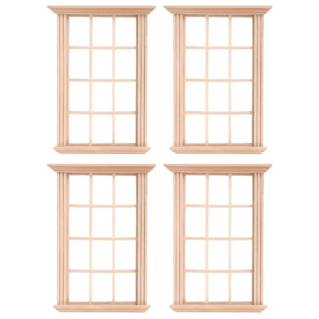 4 PIECES DOLLHOUSES Window Frames Miniature Sturdy Craft Supplies £12. ...