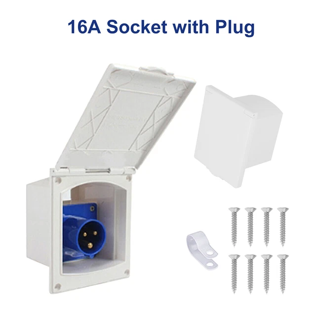 RV POWER EXTERNAL 3Pin Flush Socket Plug w/ Fixing Screws For Motorhome ...
