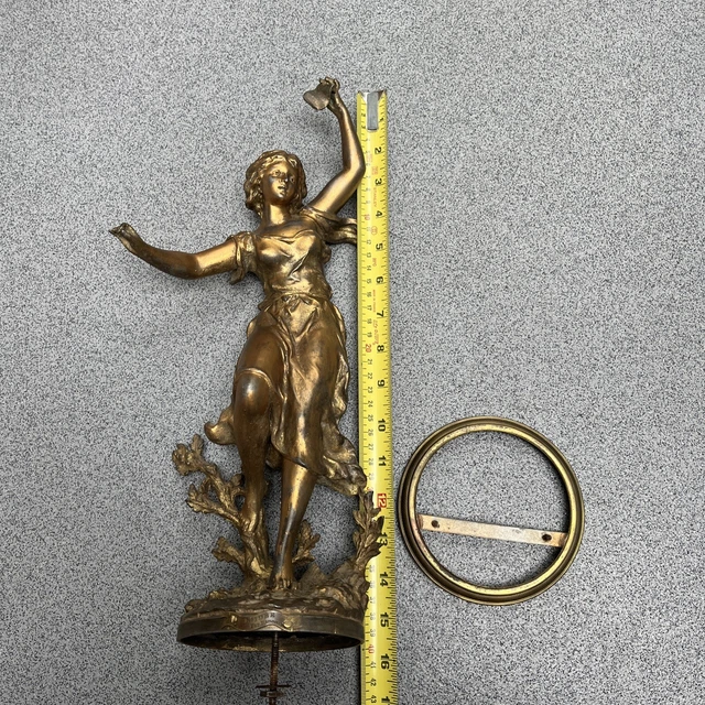 ANTIQUE FRENCH CLOCK Part Lady Figure Spelter Gold Restoration Project ...