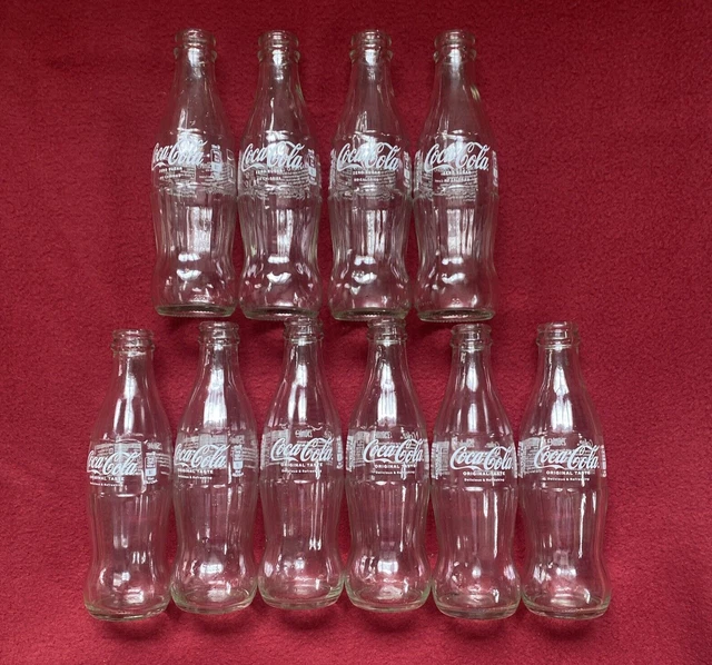 10 X EMPTY Coca Cola/Coke Zero Glass Bottles 250ml - Embossed - Up ...