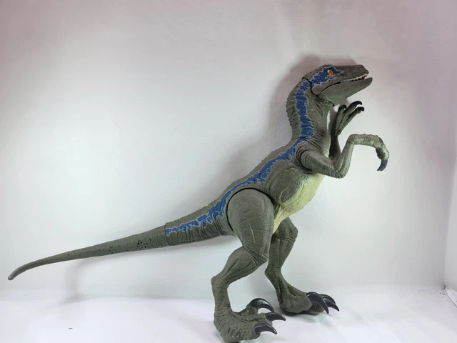 MATTEL JURASSIC WORLD Super Colossal Velociraptor Blue Large Dinosaur ...