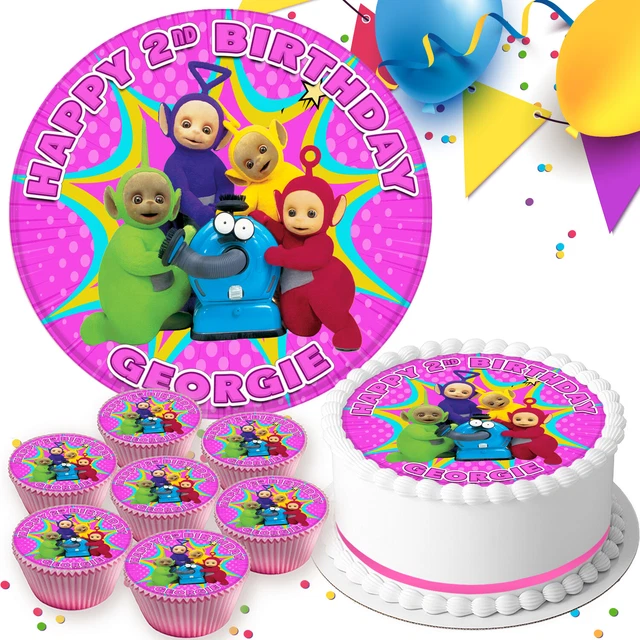 TELETUBBIES PINK BIRTHDAY Personalised Edible Cake Topper & Cupcake ...