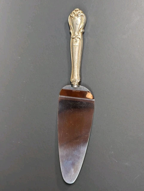 WEB CAKE PIE Server Sterling Silver Handle Floral Scroll 9.25" No Mono ...