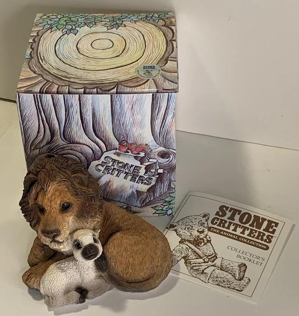 STONE CRITTERS STORYBOOK Collection Lion w/Lamb Figurine SC-273 Boxed ...