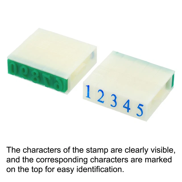 DETACHABLE NUMBER STAMP Plastic 13mm 9 Digits Font Size 2 Numeral 0-9 ...