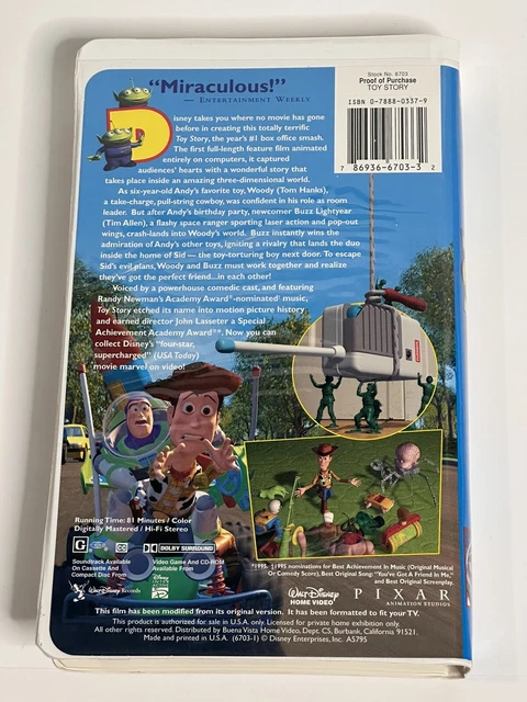 TOY STORY (VHS, 1996) Disney Pixar Film EUR 7,46 - PicClick FR