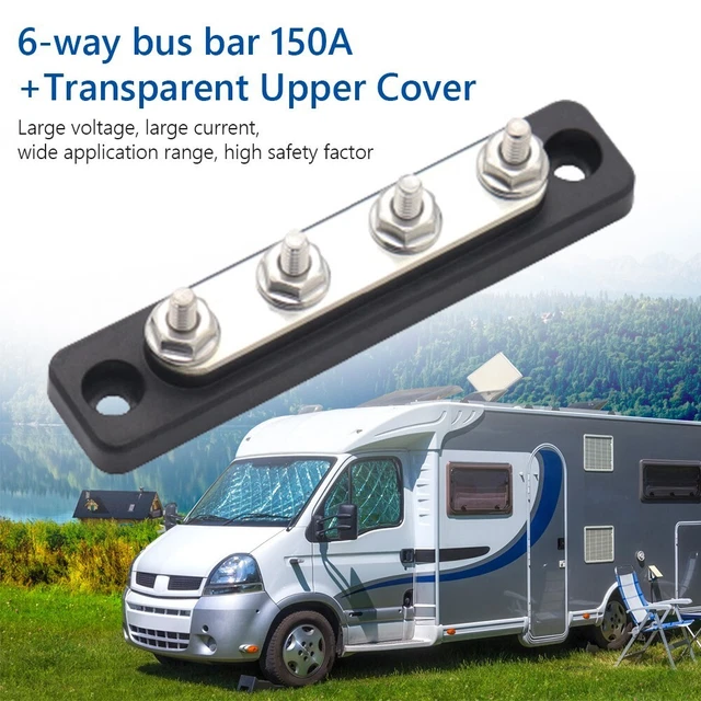 BUS BAR 4-WAY Busbar 48V Straight Busbar With Transparent Cover 100A DC ...