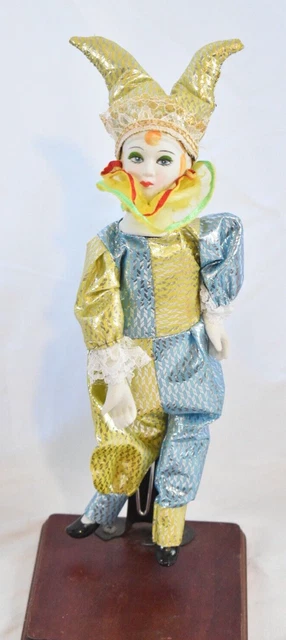 VINTAGE PORCELAIN CLOWN Jester Doll Multi Gold Outfit £19.95 - PicClick UK