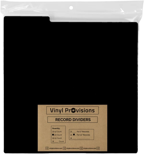 BLACK RECORD DIVIDERS for 12" Vinyl Record Collections 15 | 20 | 25 $32 ...
