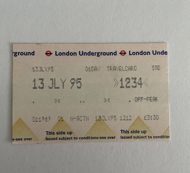 VINTAGE LONDON UNDERGROUND Tube Train Rail 1 Day Travelcard Ticket 13 ...