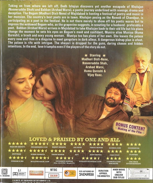 DEDH ISHQIYA - Arshad Warsi - Naseeruddin Shah - Huma Qureshi -New Bollywood Dvd $44.38 ...