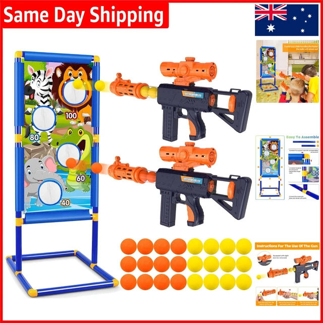 SAFE SHOOTING TOY for Kids: 2pk Foam Guns, Animal Target & 24 Foam ...