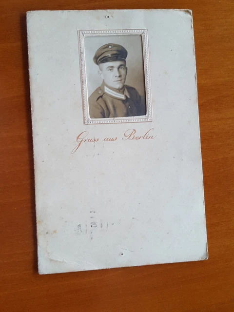 ALTES FOTO POSTKARTE 1916 Porträt vom Soldat WK1 WW1 Gruss aus Berlin ...