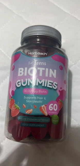 HORBAACH FOR TEENS Biotin Gummies Natural Strawberry Flavour 60 Gummies ...