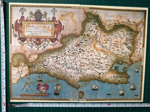 OLD TUDOR SAXTON 1500s Map of Dorset, England 1575 Antique Reprint ...