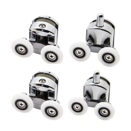 4 X TWIN Shower Screen Door ROLLERS Runners Wheels Top & Bottom 27mm ...