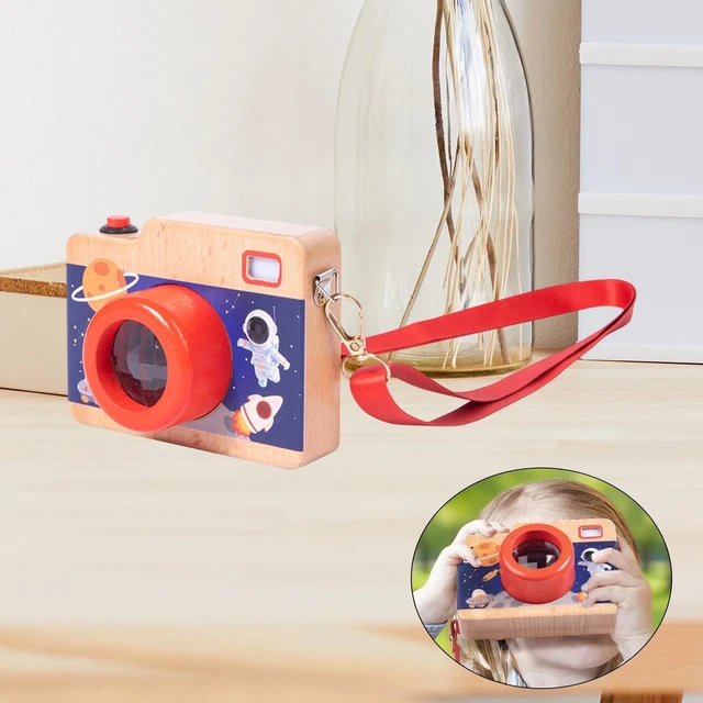 WOODEN MINI PRETEND Camera Toy Neck Hanging Photographed Prop ...