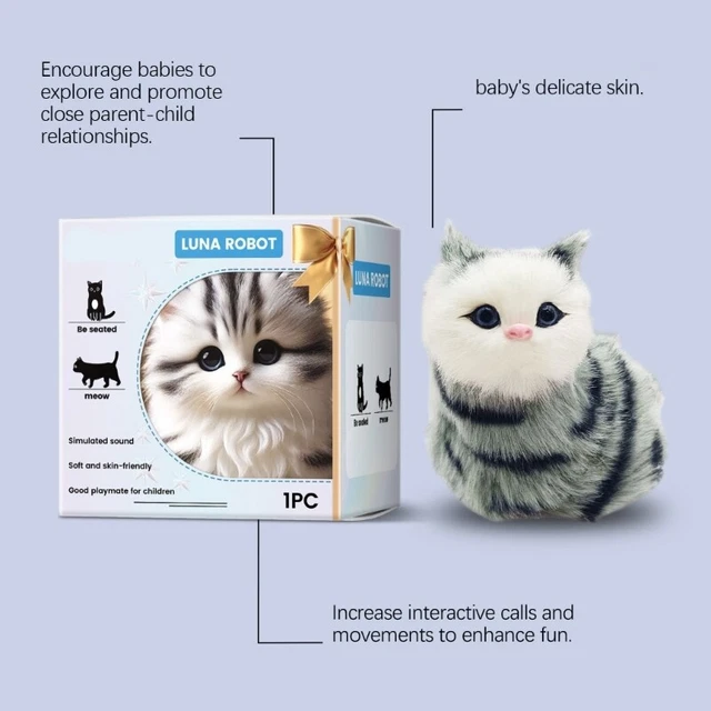 LIFE LIKE CATS Toy Sounding Animal Plush Cats Toy Toddler Crawling ...