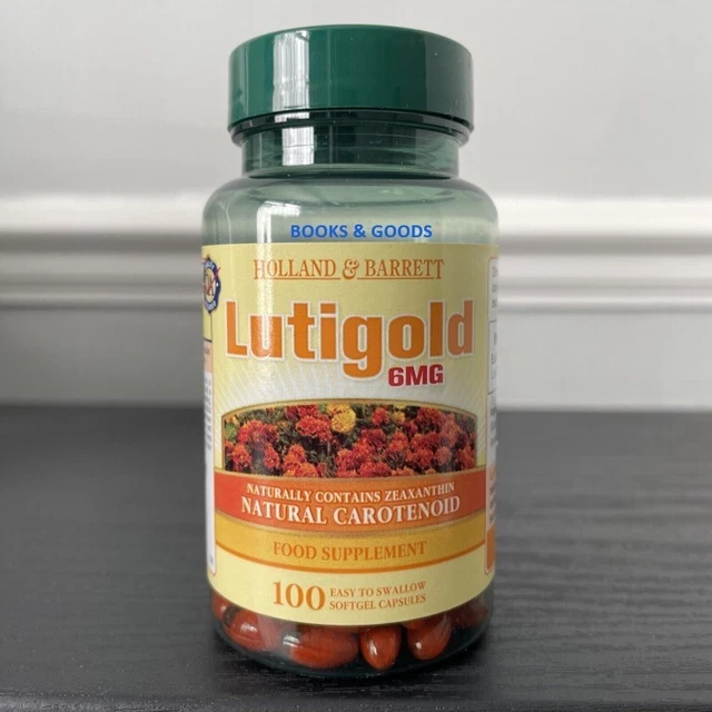 HOLLAND & BARRETT Lutigold Lutein 100 Capsules 6mg Natural Carotenoid ...
