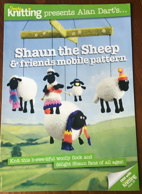 KNITTING PATTERN ALAN Dart Shaun the sheep and friends mobile 5 toys ...