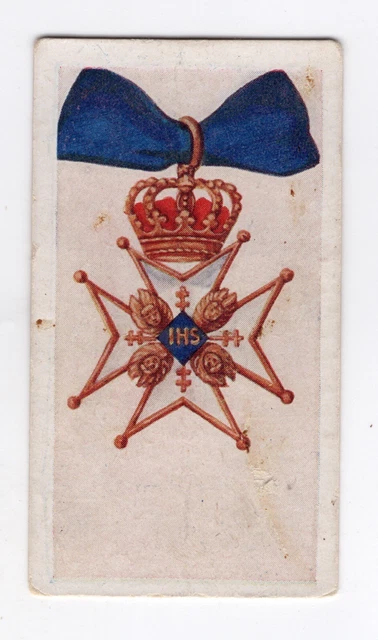 1927 MEDALS CARD. Order of the Seraphim or the Blue Ribbon Knights ...
