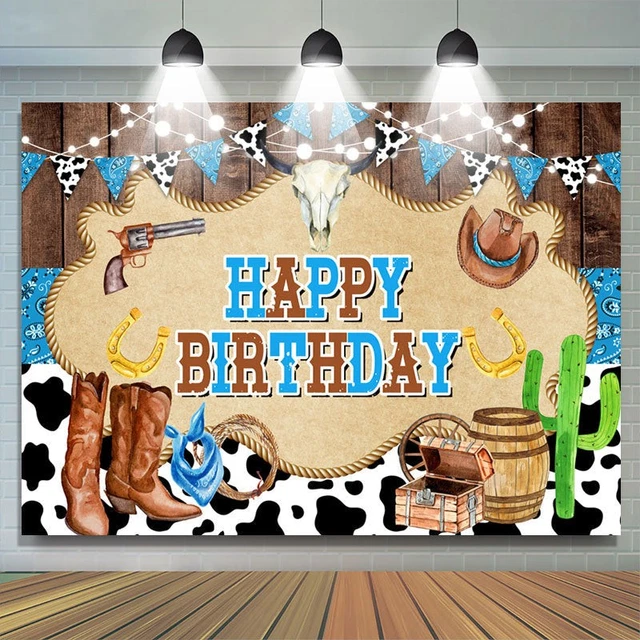 COWBOY TREASURE BLUE Venture Happy Birthday Backdrop $37.88 - PicClick AU