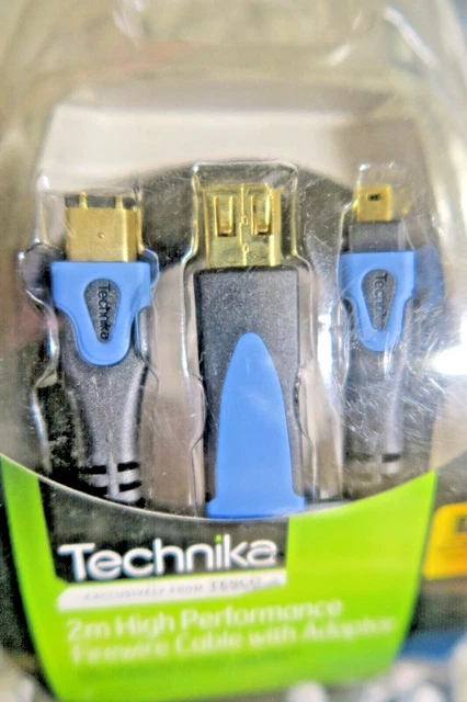 TECHNIKA 2M HIGH Performance Firewall Cable With Adaptor Computer New ...