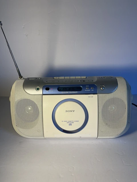 SONY CFD-E100 CD Radio Cassette Boombox CD-R/RW Playback TESTED Works ...