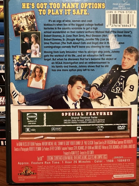 JOHNNY BE GOOD (DVD, 1988) Hall/Downey, Jr/Thurman Free Shipping in Canada! $14.97 - PicClick CA