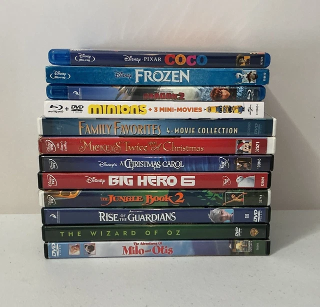 LOT OF 12 Kids And Family DVDs: Disney, Dreamworks, Universal (4 Blu ...