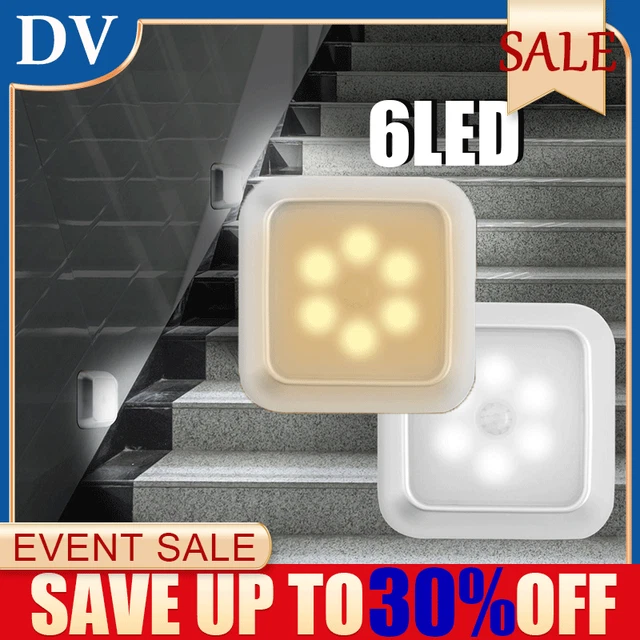 SQUARE NIGHT LIGHT LED Motion Sensor Smart PIR Battery Operated Wall ...