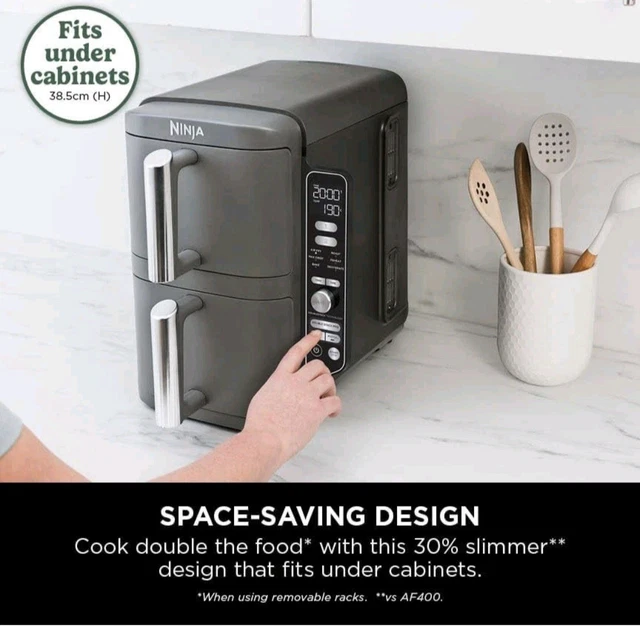 NINJA DOUBLE STACK XL 9.5L Vertical Dual Drawer 6 Cooking Fun- Air ...