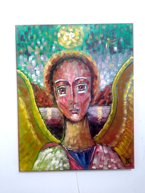 MODERN WALL ART Original Expressionist Figurative Oil Painting Portrait ...