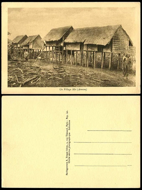 INDO-CHINA OLD POSTCARD Un Village Moi Annam Native Houses on Stilts ...