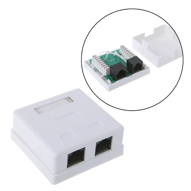 2-PORT RJ45 JUNCTION Box CAT6 Connector Female-Female Desktop Extension ...