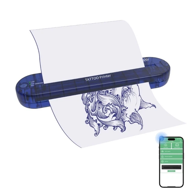 PORTABLE USB RECHARGEABLE Tattooed Transfer Printer Transparent Design ...