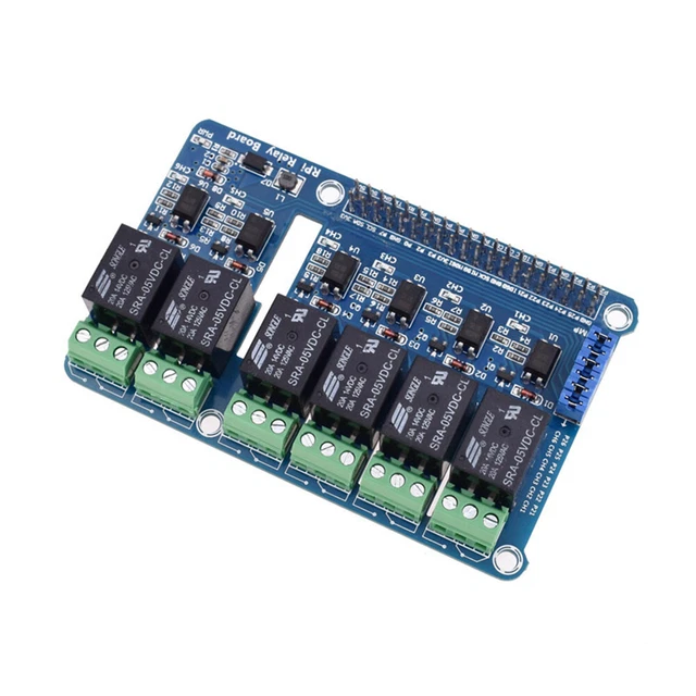 6 CHANNEL RPI Relay control panel Module Board for Raspberry Pi 3 2 A+ ...