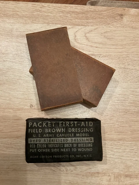 US WW2 PACKET First Aid Field Brown Dressing ACME COTTON PROD. Co - MED ...