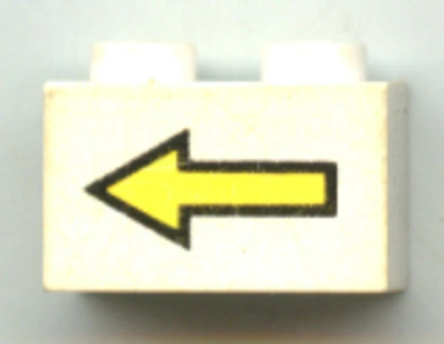 LEGO: NARROW BRICK 1 x 2 - ref. 3004p01 - White Yellow Arrow - GA7 £1. ...