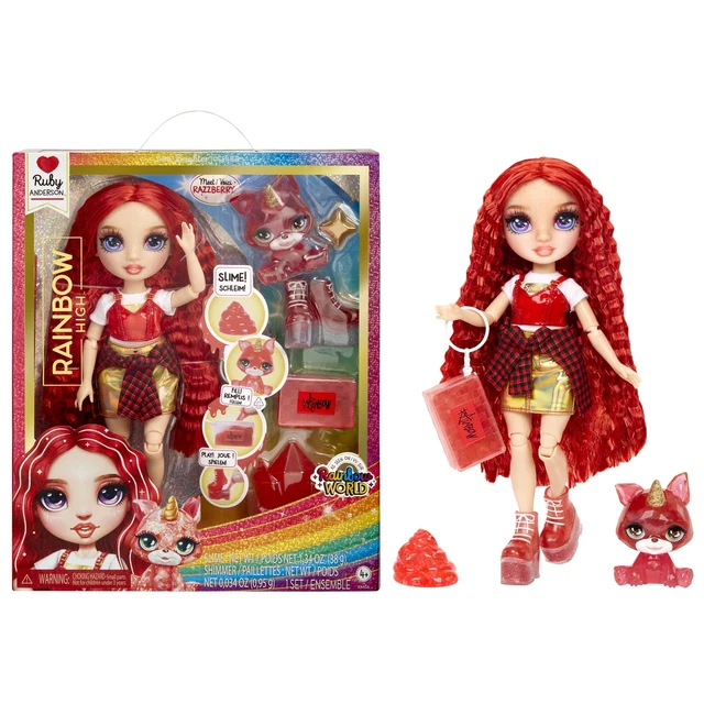 RAINBOW HIGH FASHION Doll with Slime & Pet - Ruby Red - 28 cm Shimmer ...