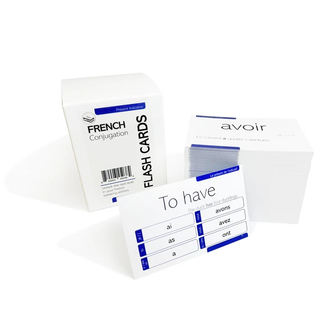 200 FRENCH VERB Conjugation Present Tense Flash Cards - Full Examples ...