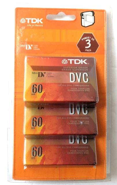 3 PACK TDK DVC 60 Minute Mini DV Digital Video Cassette Tapes Superior ...