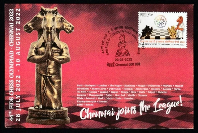 INDIA 2022 - 44th FIDE Chess Olympiad, Chennai Maxi Card, Mascot Thambi ...