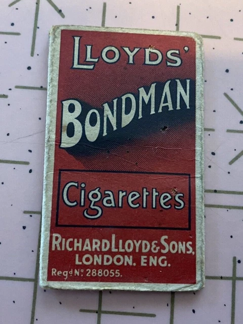 VINTAGE EMPTY LLOYD'S Bondman cigarette pack package packet flat of 10 ...