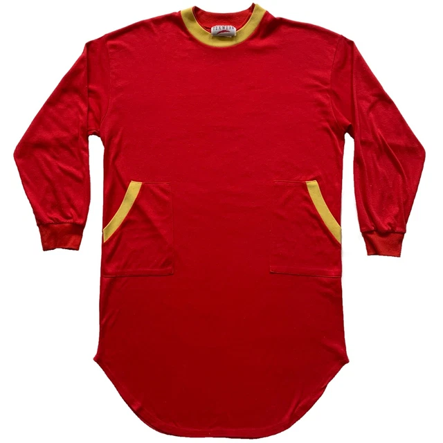 VINTAGE TEXWEAR DRESSING Gown Nightie Size L Large Red Yellow Made In ...